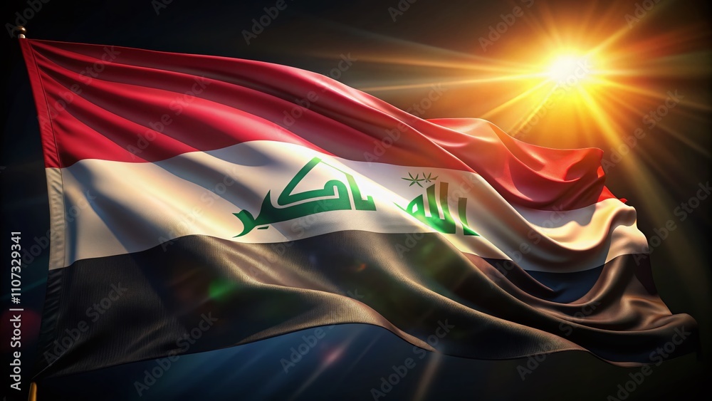Stock-Illustration „Waving Iraq Flag in Low Light: A Symbol of ...
