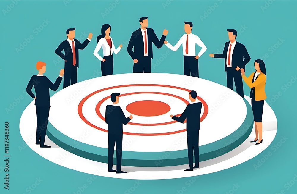 Dispute, Business team building target Business colleagues in a circle ...