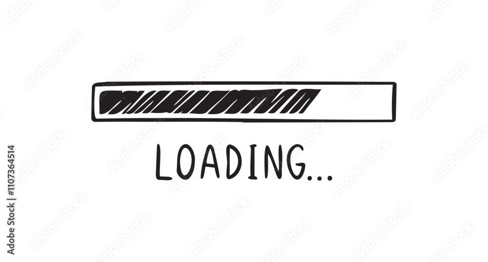 loading bar doodle hand drawn icon. Outline drawing loading bar line ...