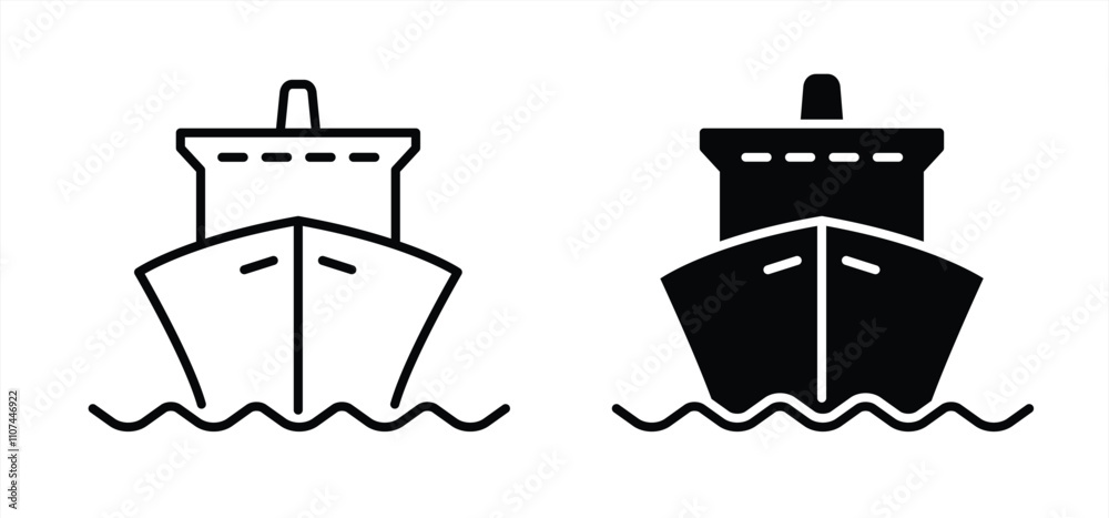 Cartoon empty container boats line pattern. ship, boat, ferry or ...