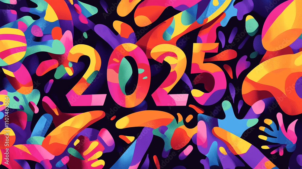 Celebrating the vibrant energy of 2025 an abstract colorful background ...