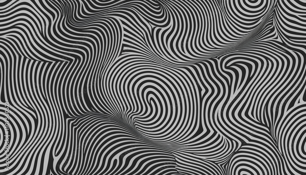 black and white seamless pattern of optical illusion effects like moiré patterns. Generative AI ...