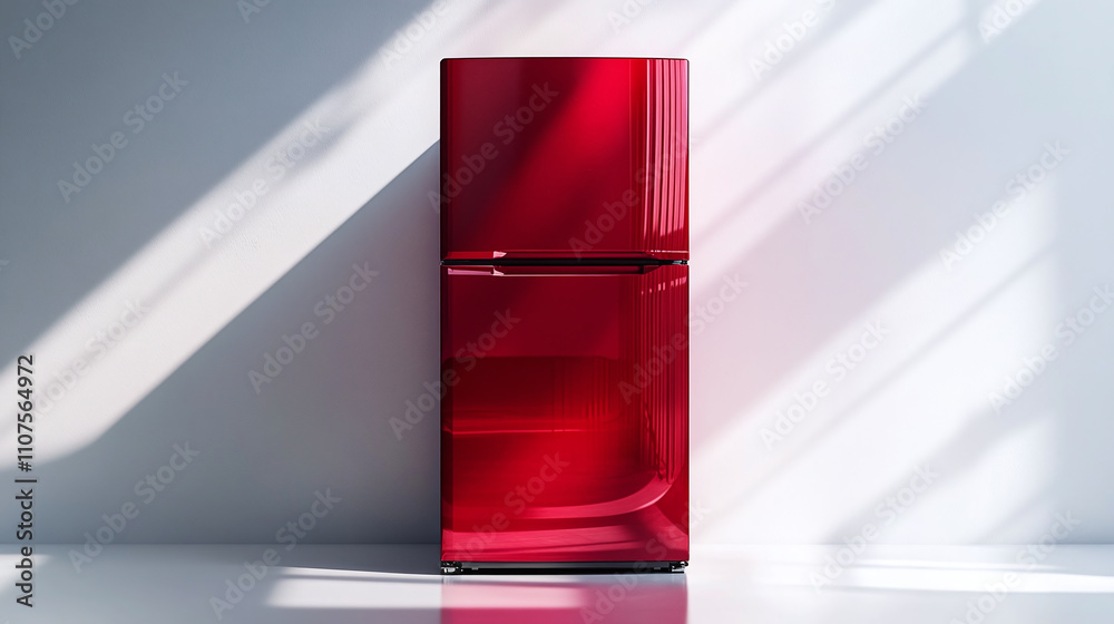 Red fridge or refrigerator isolated on white background. modern home ...