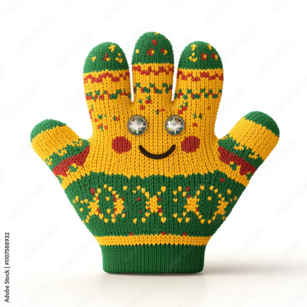Colorful Hand Knitted Glove with Smile and Eyes, Perfect for Holiday ...