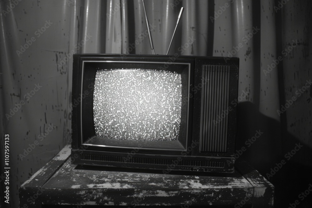Television Retro. Analog Antennae Antique Background with White Noise ...