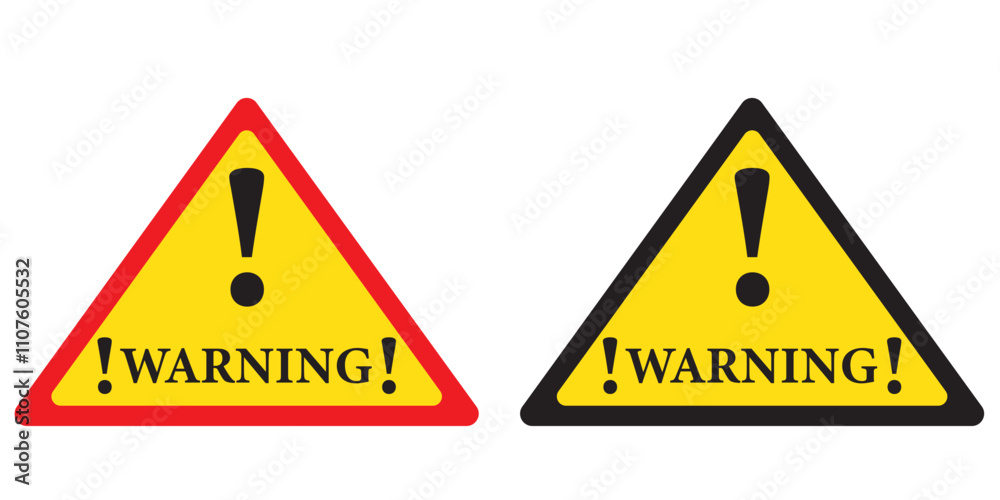 Hazard symbol in yellow color with white exclamatory symbol in ...