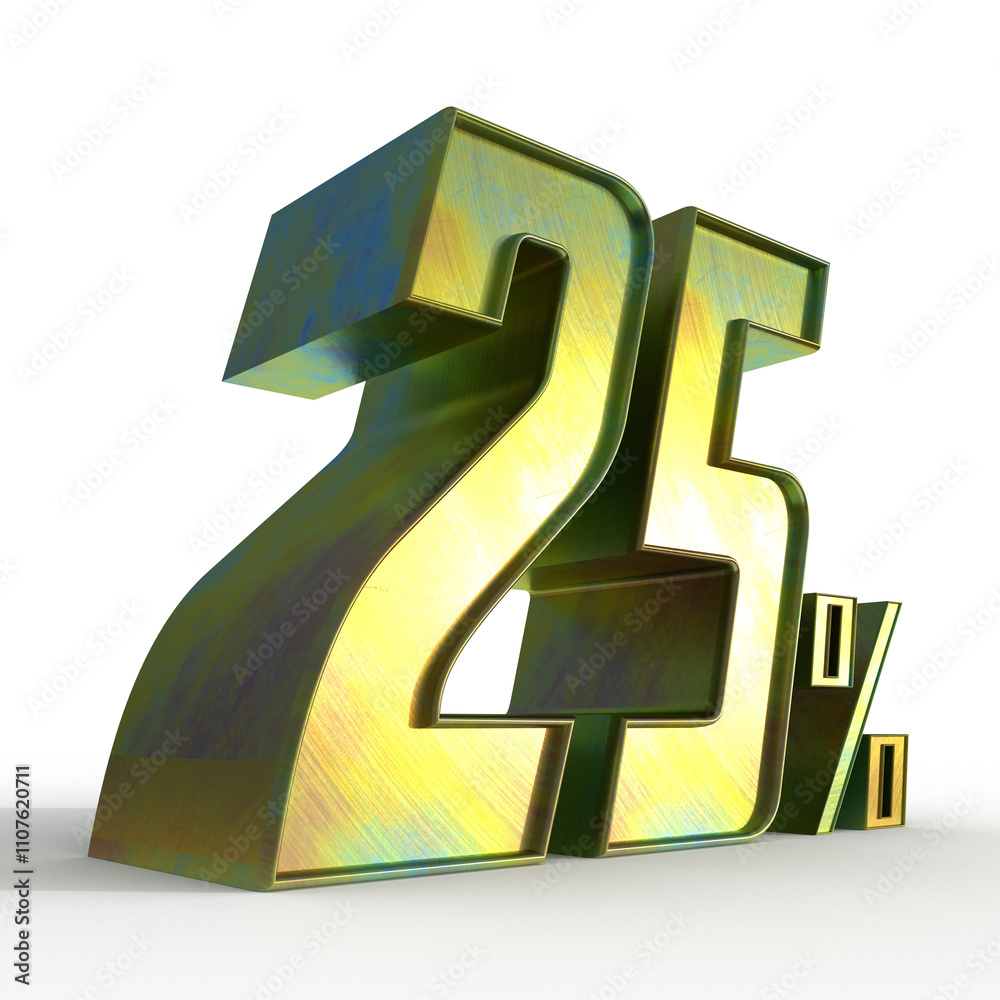 Isolated Logo of Silver Jubilee Anniversary. Gold Metallic Three ...