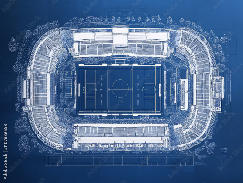 blueprint of sports complex showcasing fields and seating arrangements ...