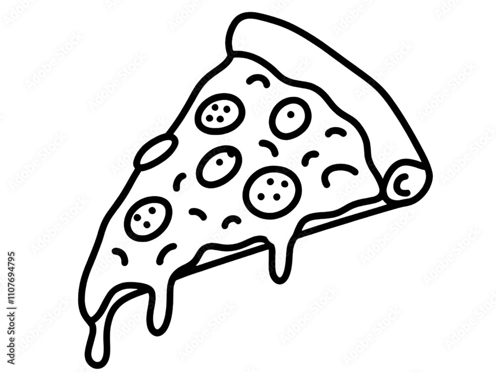 Printable Slice of Pizza Outline Simple Coloring Book Page for Kids and ...