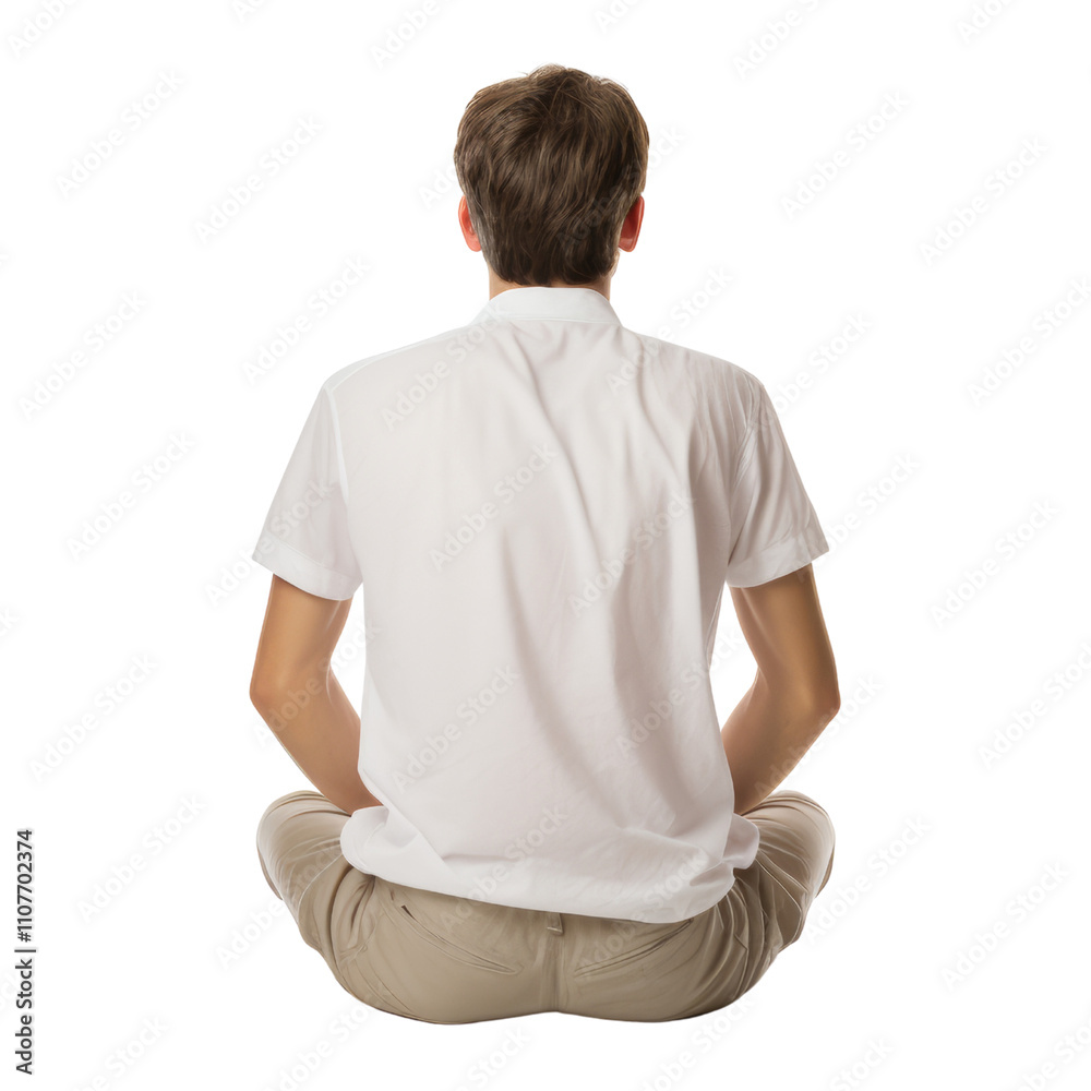 back view of a man sitting isolated on transparent background cutout ...