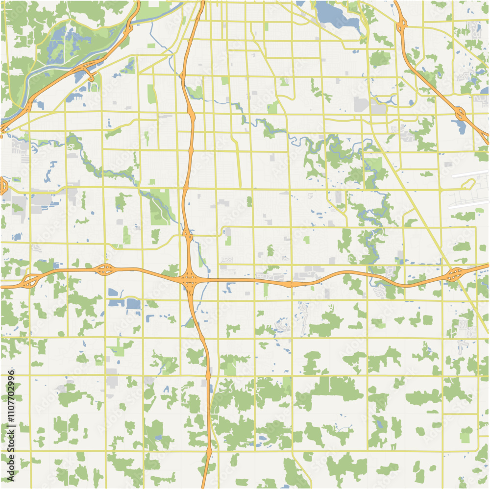 Vector de Stock Map of Kentwood in Michigan in a normal road map style ...