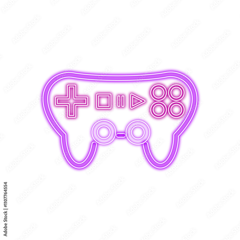 Neon game controller icon Illustration with purple colour. Glowing game ...