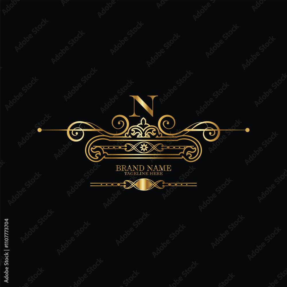 Web creative initial latter n logo design with modern business vector ...