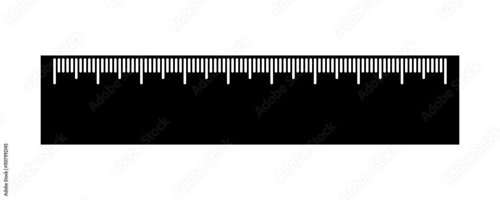 Image vectorielle Stock Black Ruler with White Markings Vector. This is ...