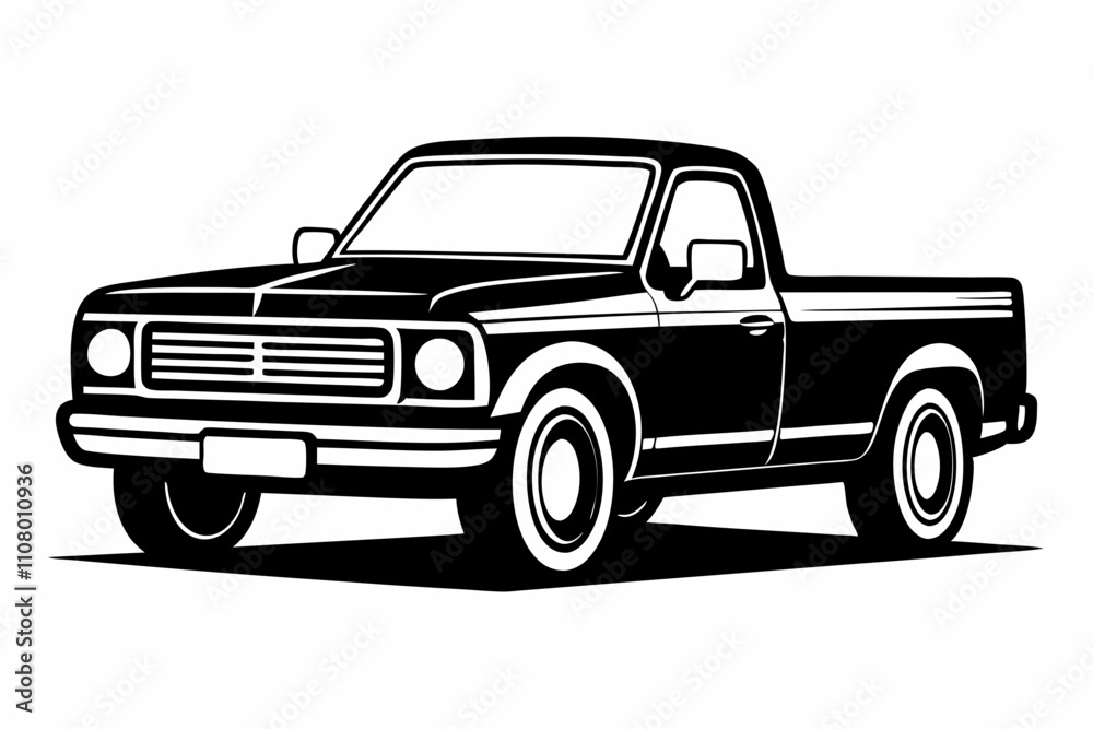 pickup truck line art silhouette vector illustration Stock Vector ...