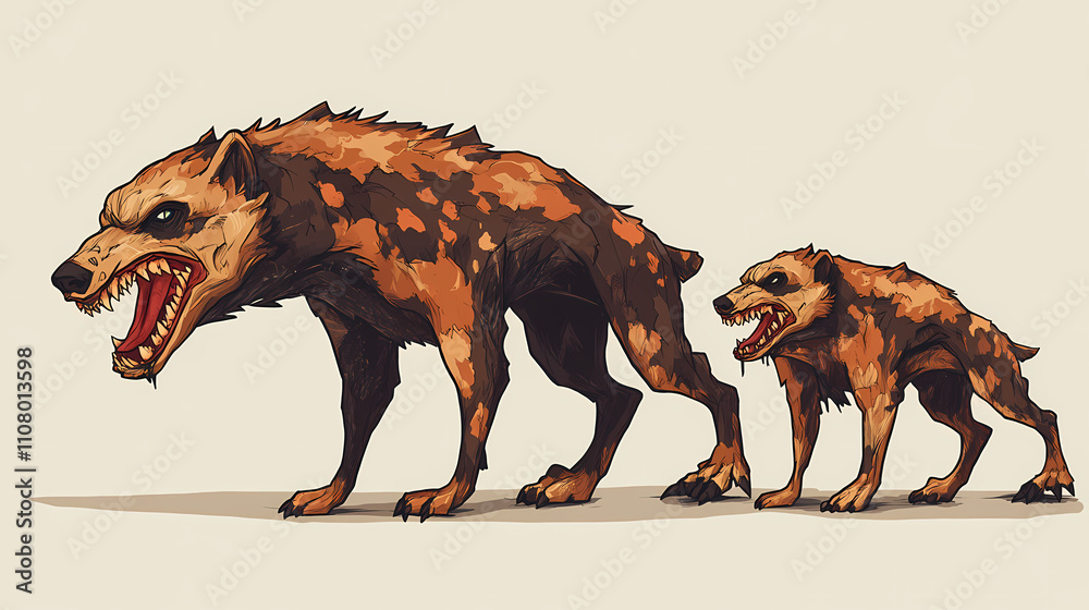 Evolution of a cerberus, three-headed dog, growth stages, infernal ...