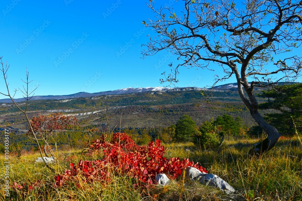 View of Slavnik mountain and Kraški rob in Istria, Primorska, Slovenia ...