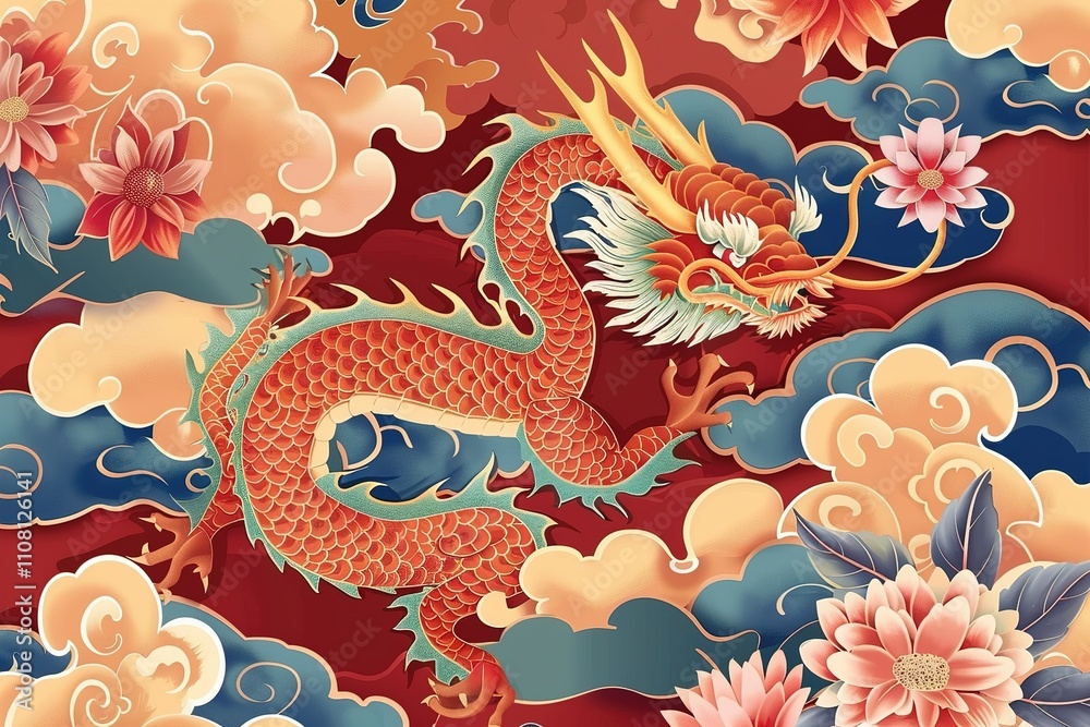 2025 Chinese new year, year of the dragon banner template design with ...