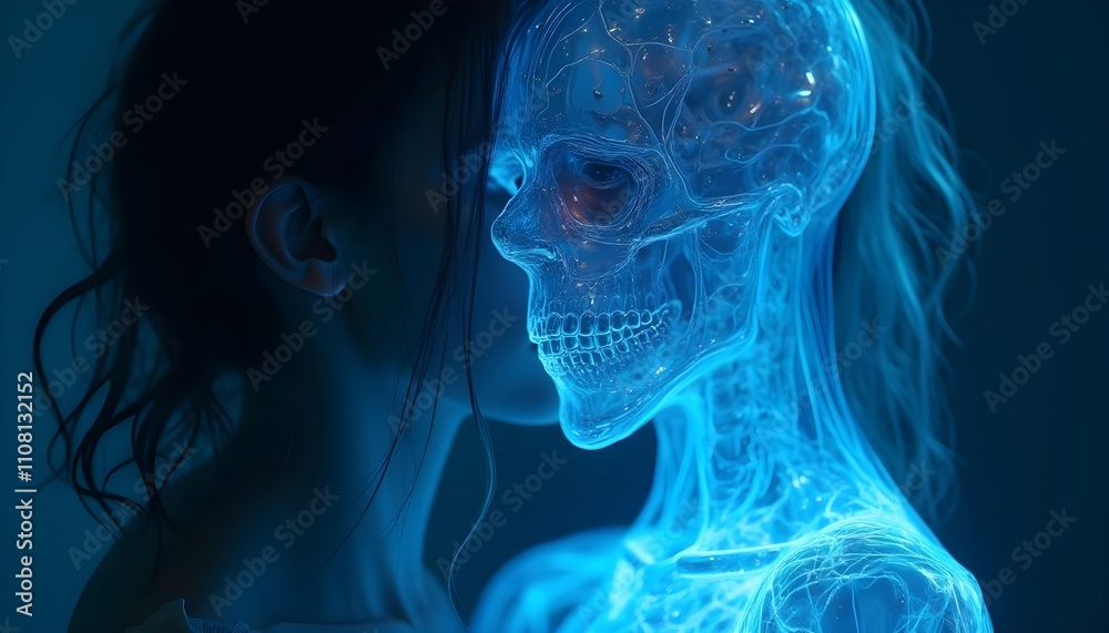 Detailed anatomical maps of the female head and upper body, showing ...