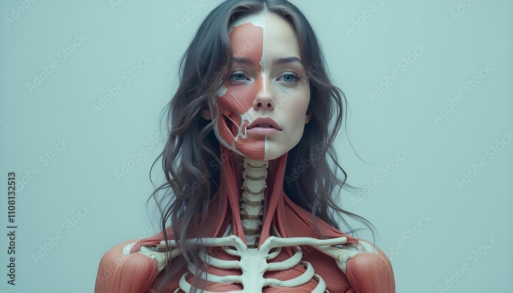 Detailed anatomical maps of the female head and upper body, showing ...