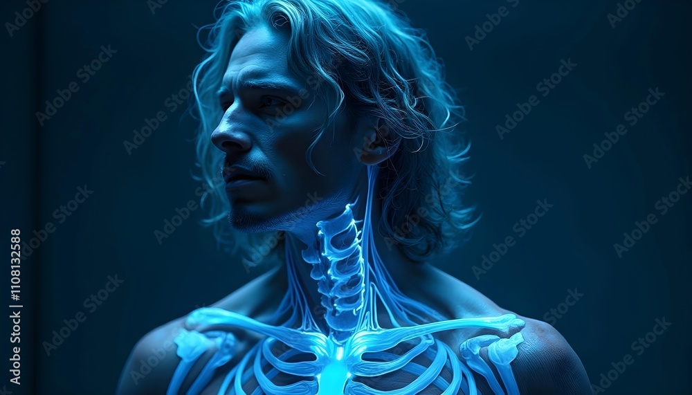 Detailed anatomical maps of the male head and upper body, showing ...