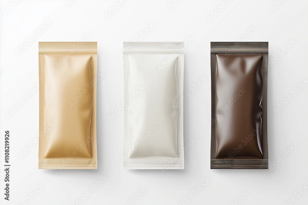 Stick pack. Blank sachet package mockup for coffee and tea isolated on ...