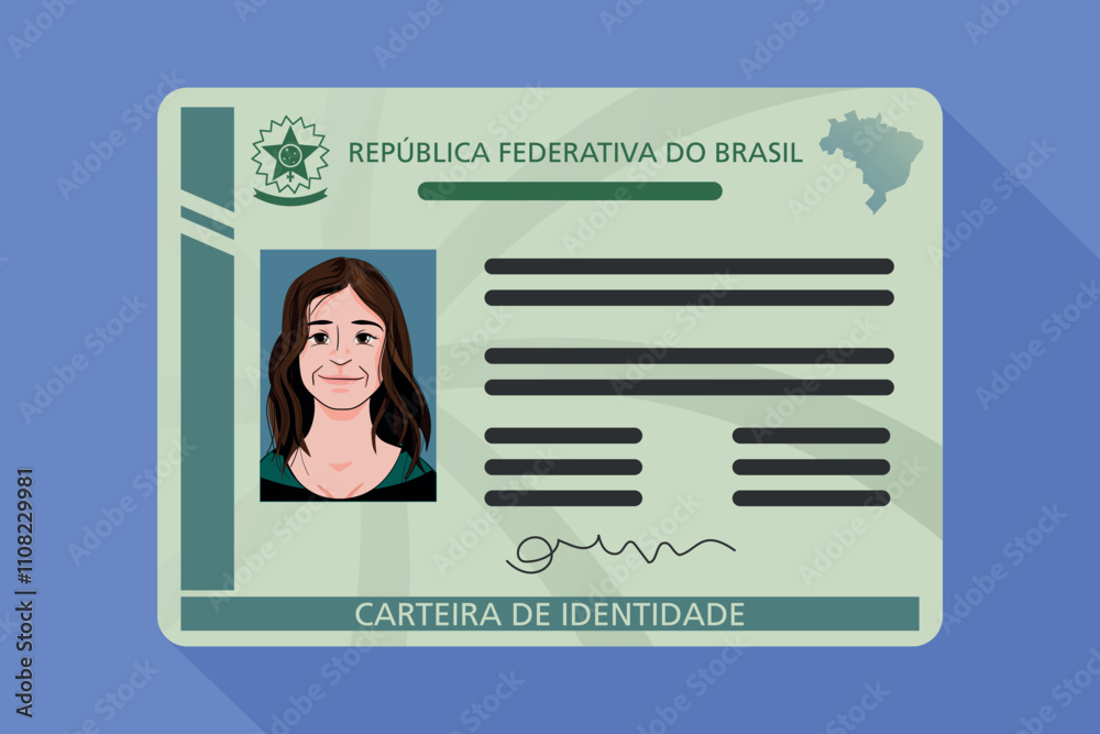 Carteira de identidade - RG -Registro geral, documento brasileiro Stock Vector | Adobe Stock