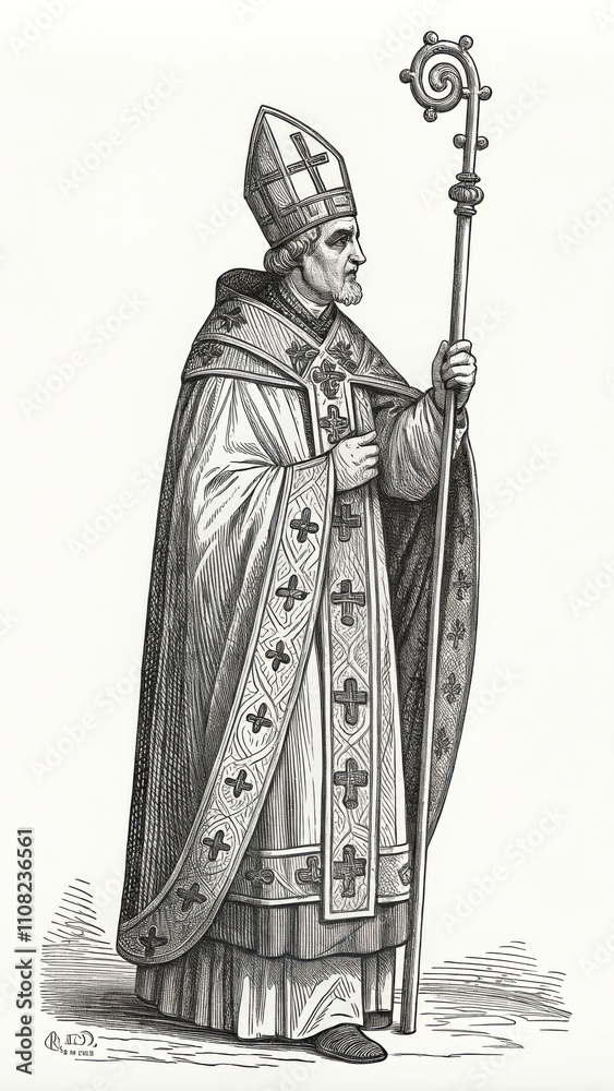 Medieval Bishop in Ceremonial Attire From Bayeux, France With a ...