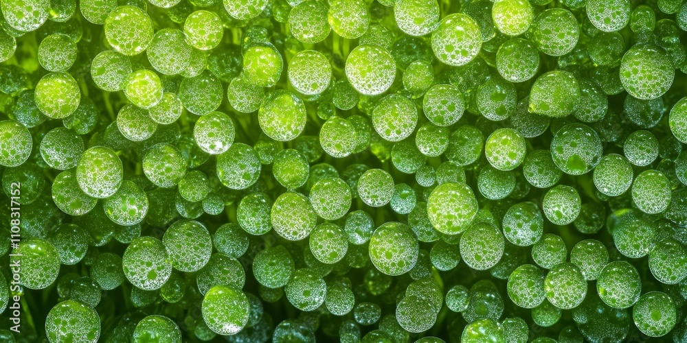 Microscopic View of Green Algae Colonies - Close-Up Texture Stock ...