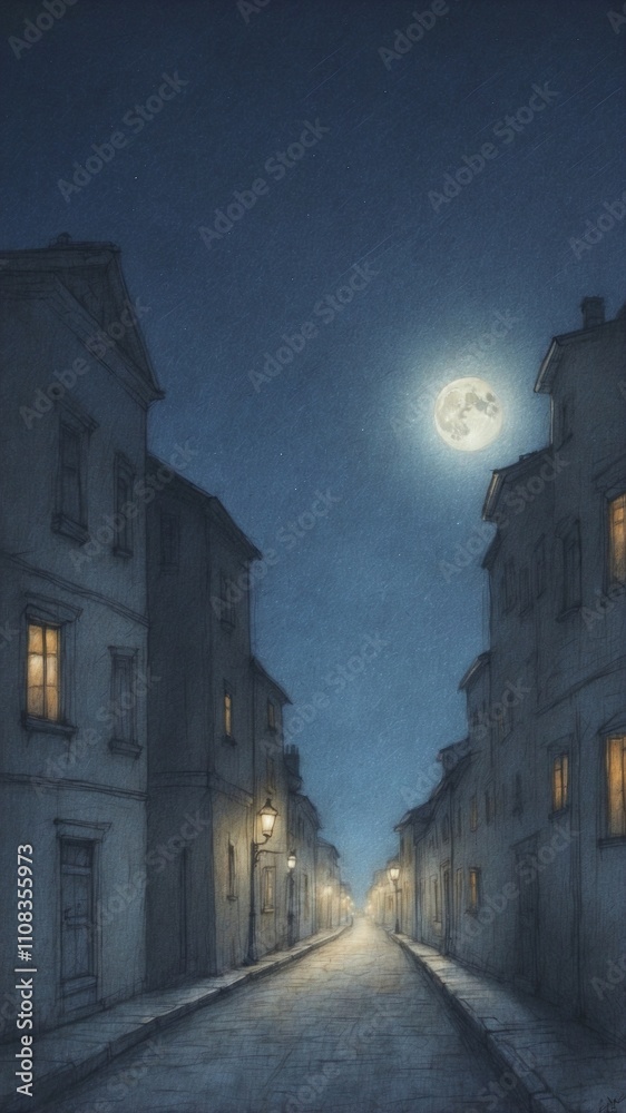sketch drawing night wallpaper Stock Illustration | Adobe Stock