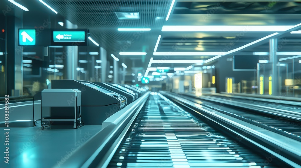 Modern Automated Baggage Handling System at an Airport Terminal with ...