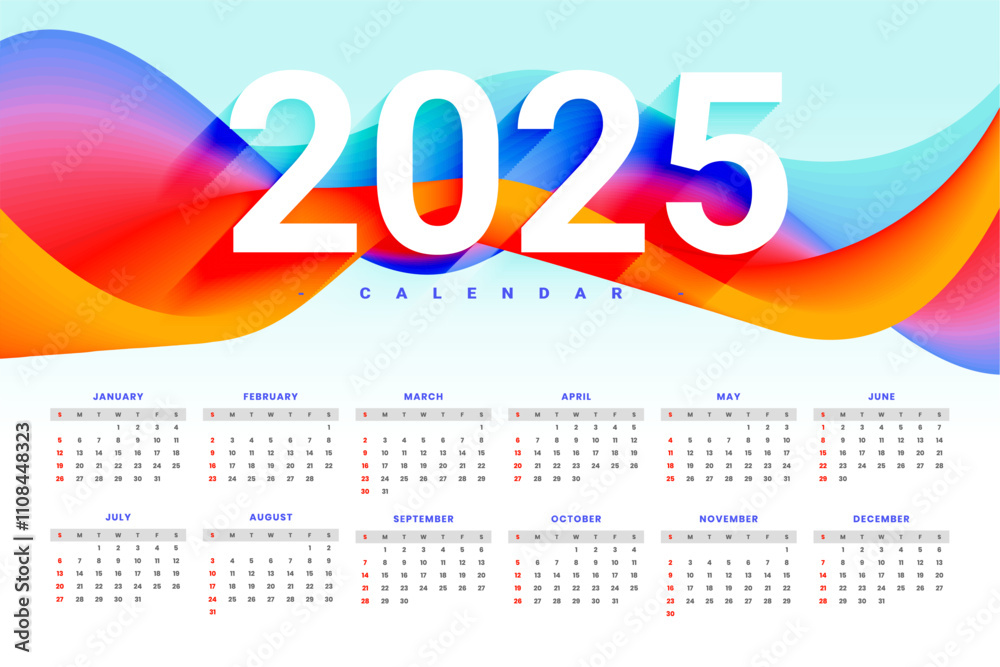 2025 full year calendar template organize business task Stock Vector ...