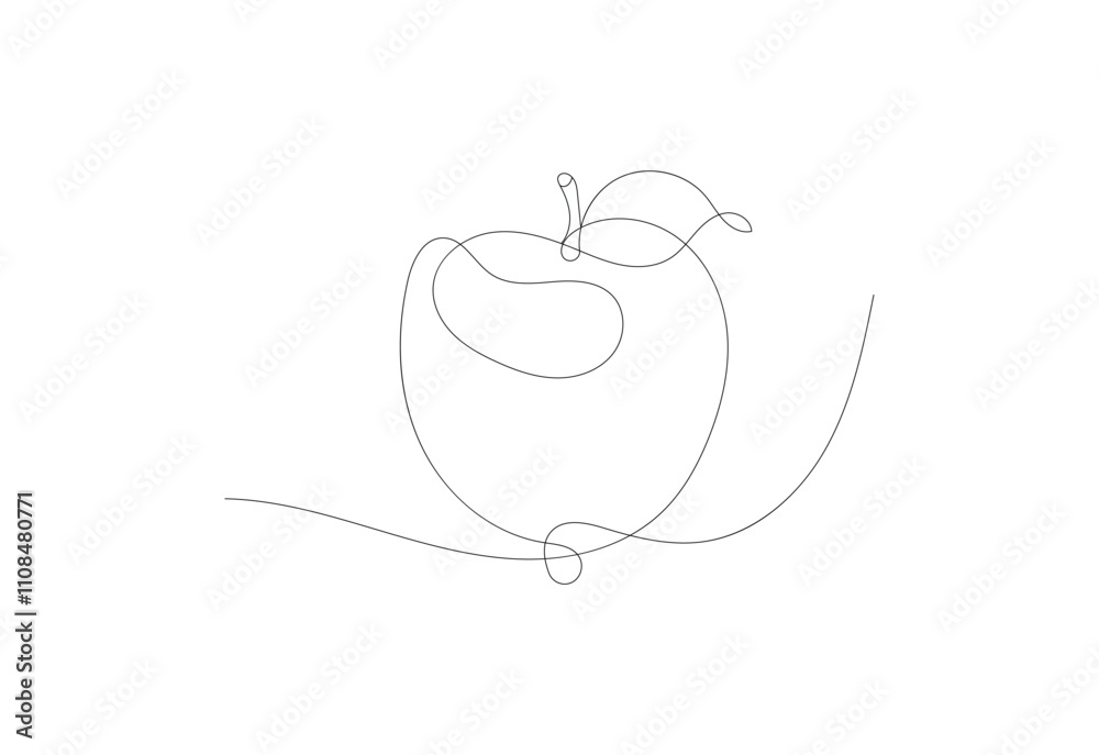 Continuous line art Apple design. Fruits concept continuous line art ...