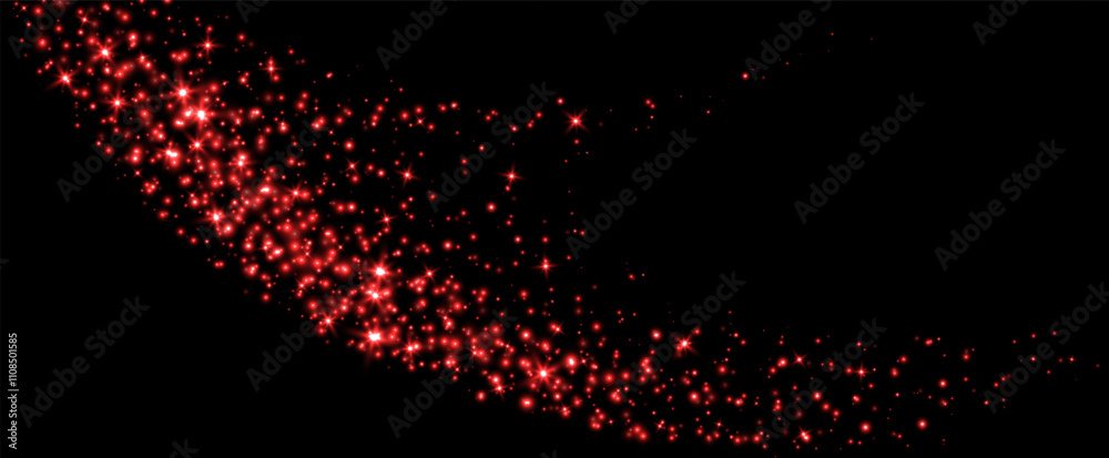 Red stars and sparkles, magic star dust background, light effect with ...
