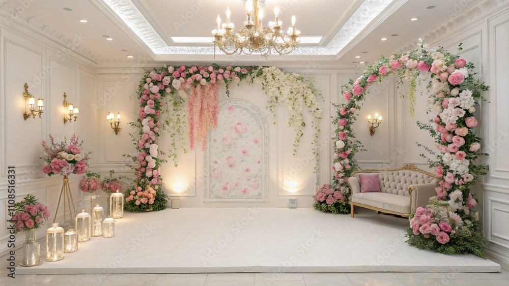 wedding backdrop aesthetic flower decoration indoor studio background ...