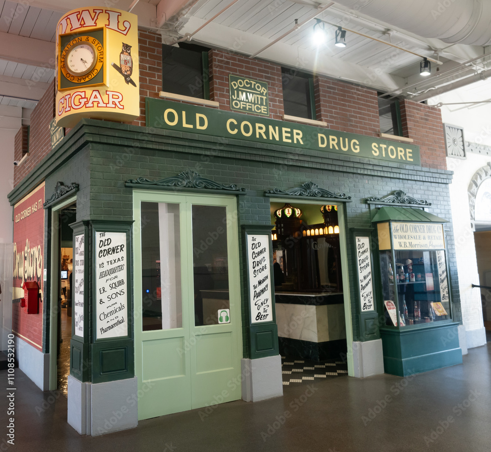 Replica of the Old Corner Drug Store in the Dr Pepper Museum in Waco ...