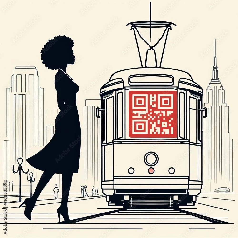 48 Minimalist Simple line drawing of the tram QR code as a singl Stock ...
