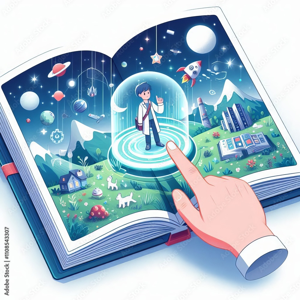 Foto de Stock 163 Interactive Storybook A children's book style where touching | Adobe Stock