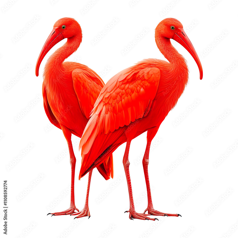 Scarlet ibis birds isolated on transparent background Stock Photo ...