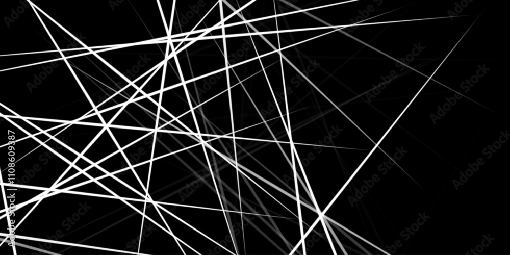 Black background with white intersecting lines. Thin lines, uniform ...