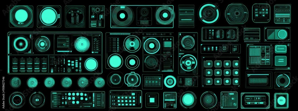 Hi-tech HUD, UI, and GUI elements. A modern collection of futuristic ...