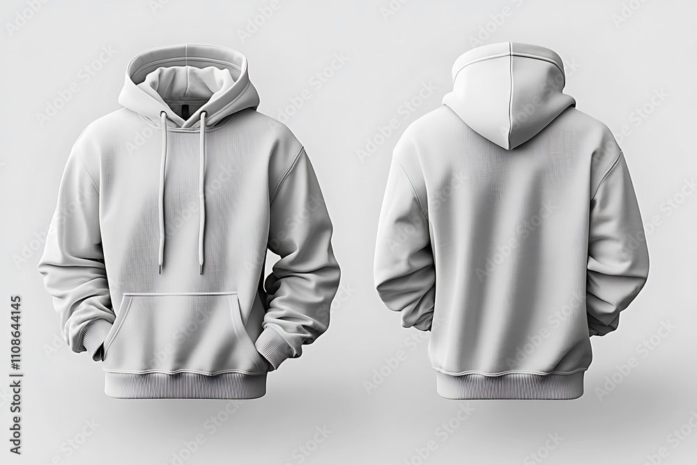 Blank white hoodie mock up template, front and back view, isolated on white, plain hoodie mockup ...