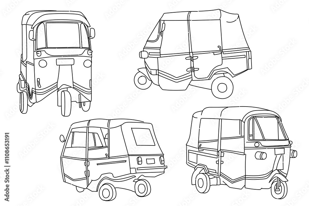 Transportations Bajaj, Tuk Tuk vehicle, vintage transport, 3d for ...
