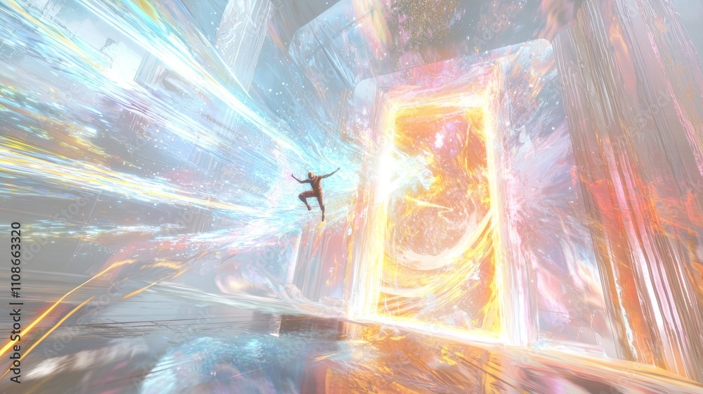 Futuristic Leap: Character Jumping through AI Video Game Portal with ...