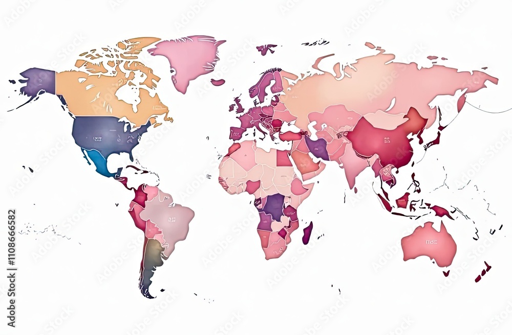 This visual displays a world map with distinct color gradients ...