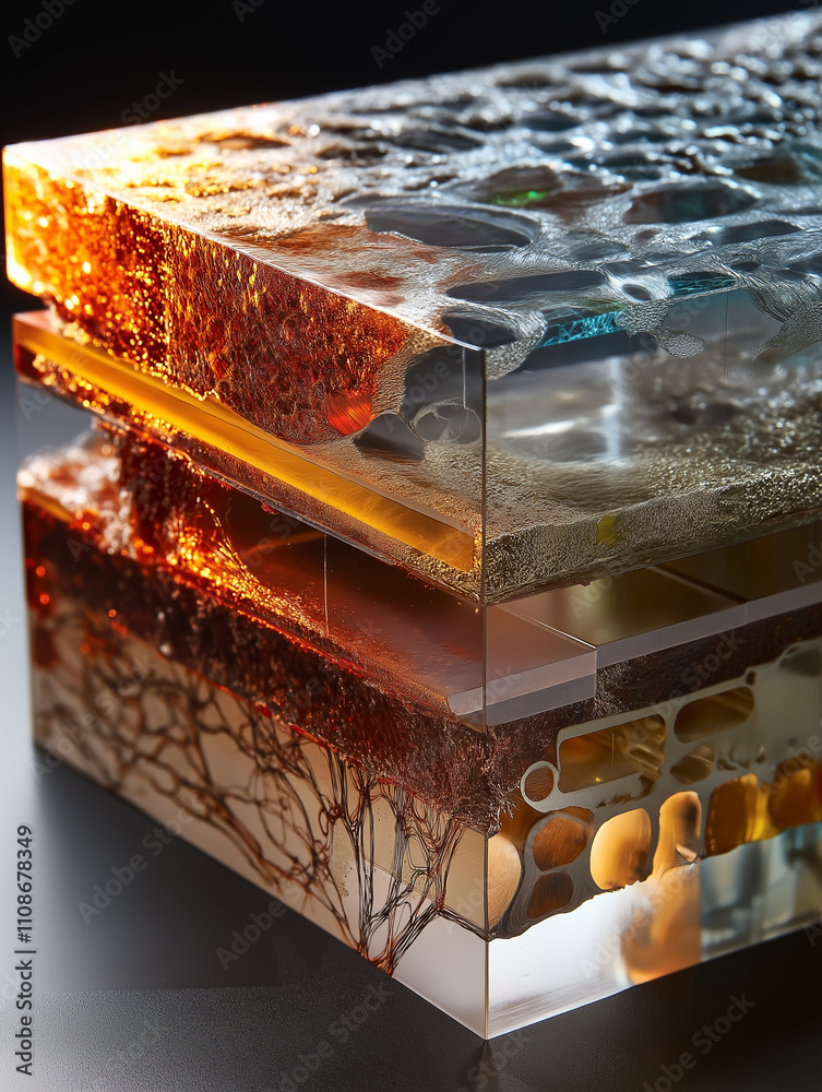 Material science polymers properties concept. Cross-section of a ...