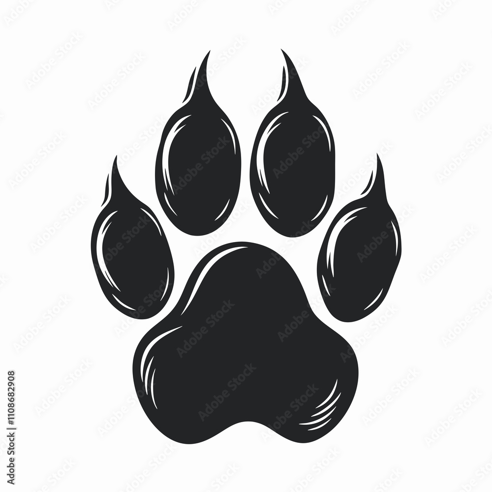 Silhouette Design of a Single Dog Paw Stock Vector | Adobe Stock