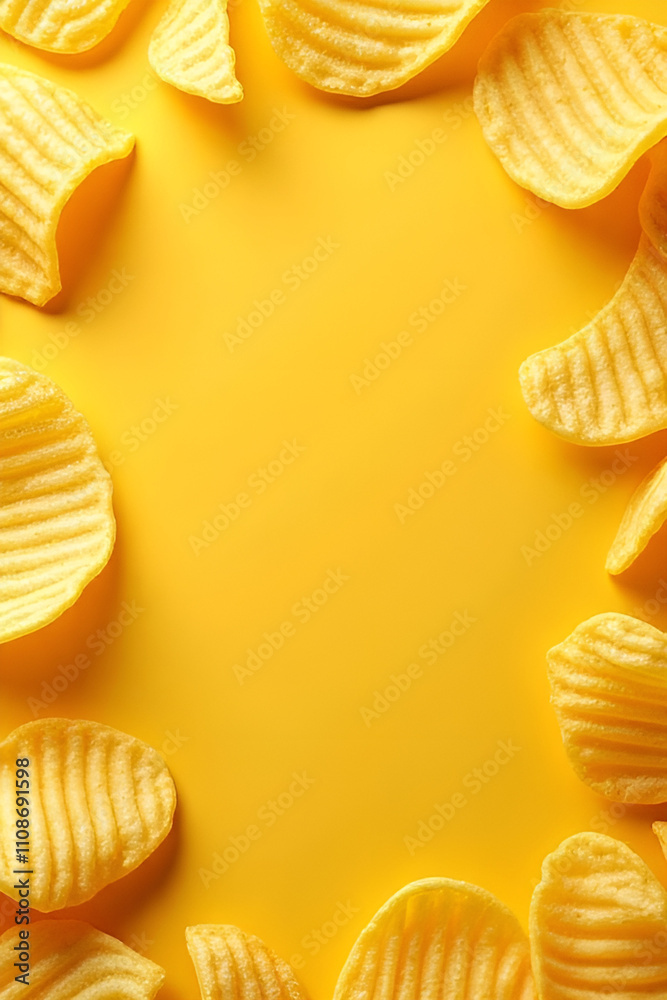 Realistic crispy ripple potato chips background. 3d vector texture with ...