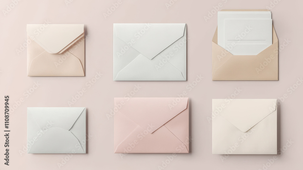 White envelope A4 template. Vector realistic mockup of blank closed and ...