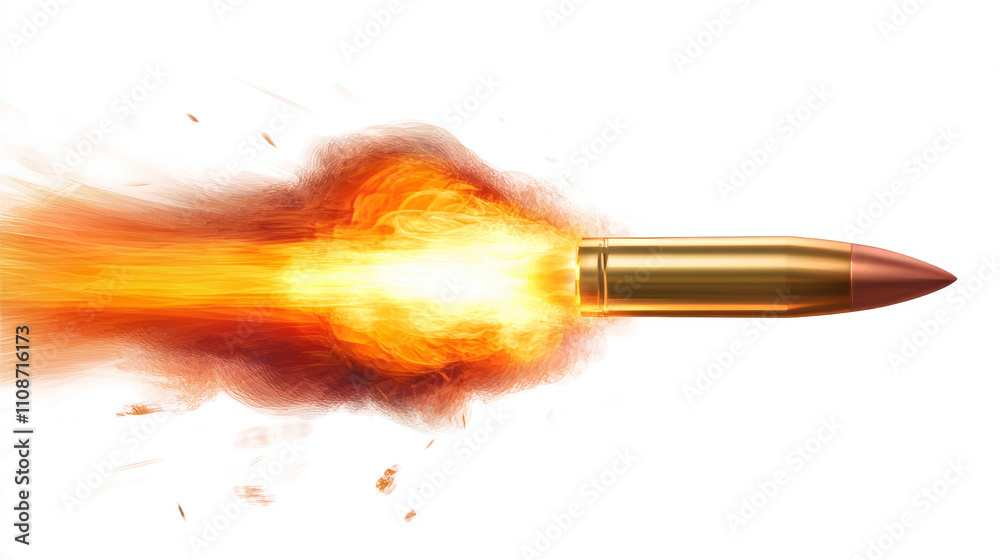 Flying bullet with smoke trace and fire, realistic vector isolated on ...